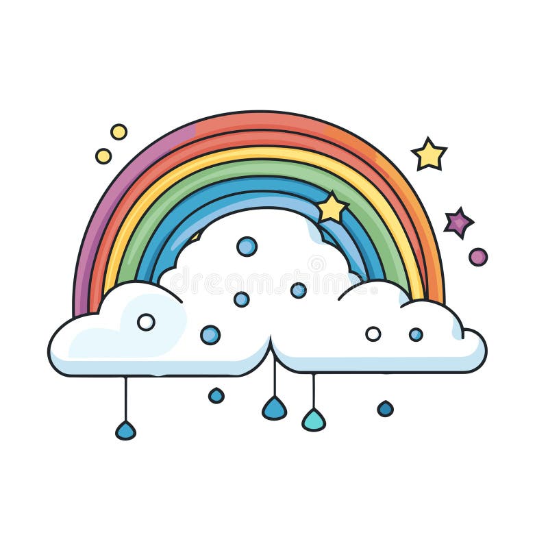 Rainbow Hand-drawn Comic Illustration. Rainbow. Vector Doodle Style ...