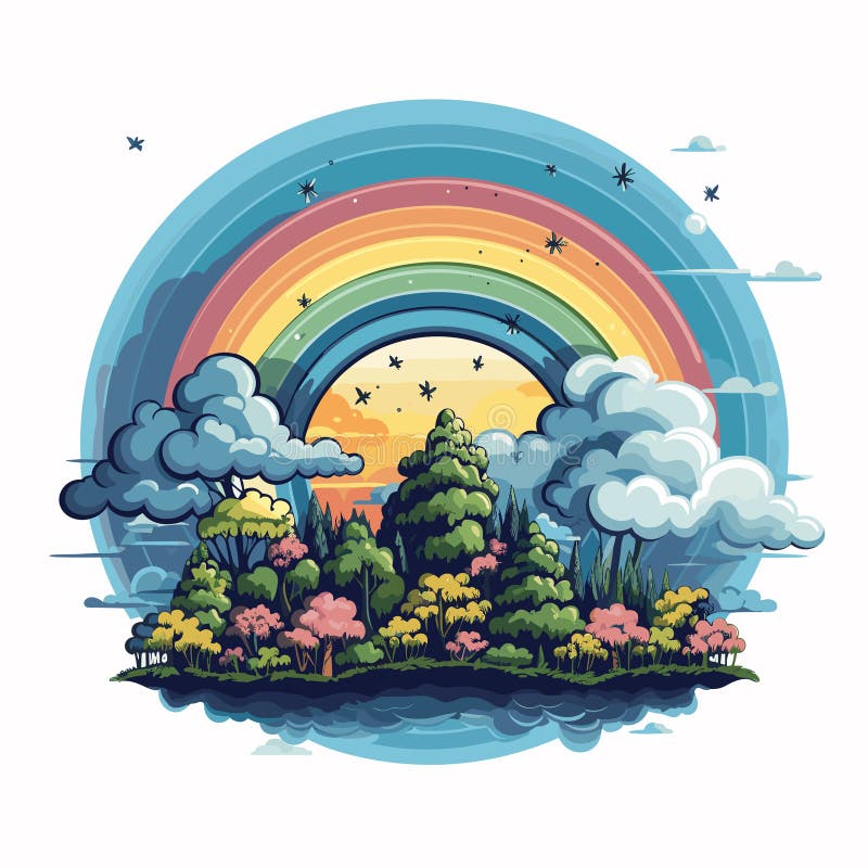 Rainbow Hand-drawn Comic Illustration. Rainbow. Vector Doodle Style ...