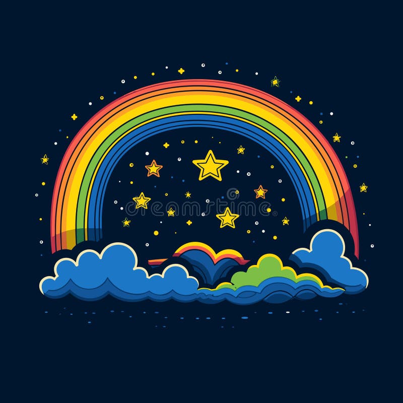 Rainbow Hand-drawn Comic Illustration. Rainbow. Vector Doodle Style ...