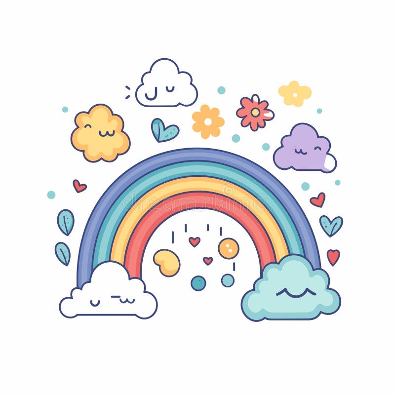 Rainbow Hand-drawn Comic Illustration. Rainbow. Vector Doodle Style ...