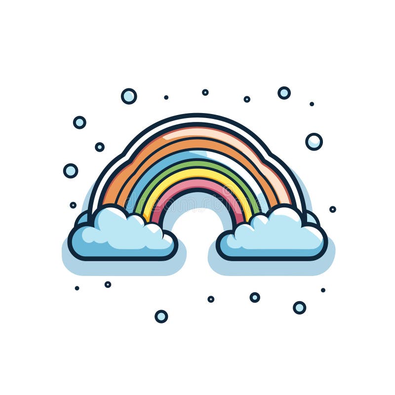 Rainbow Hand-drawn Comic Illustration. Rainbow. Vector Doodle Style ...