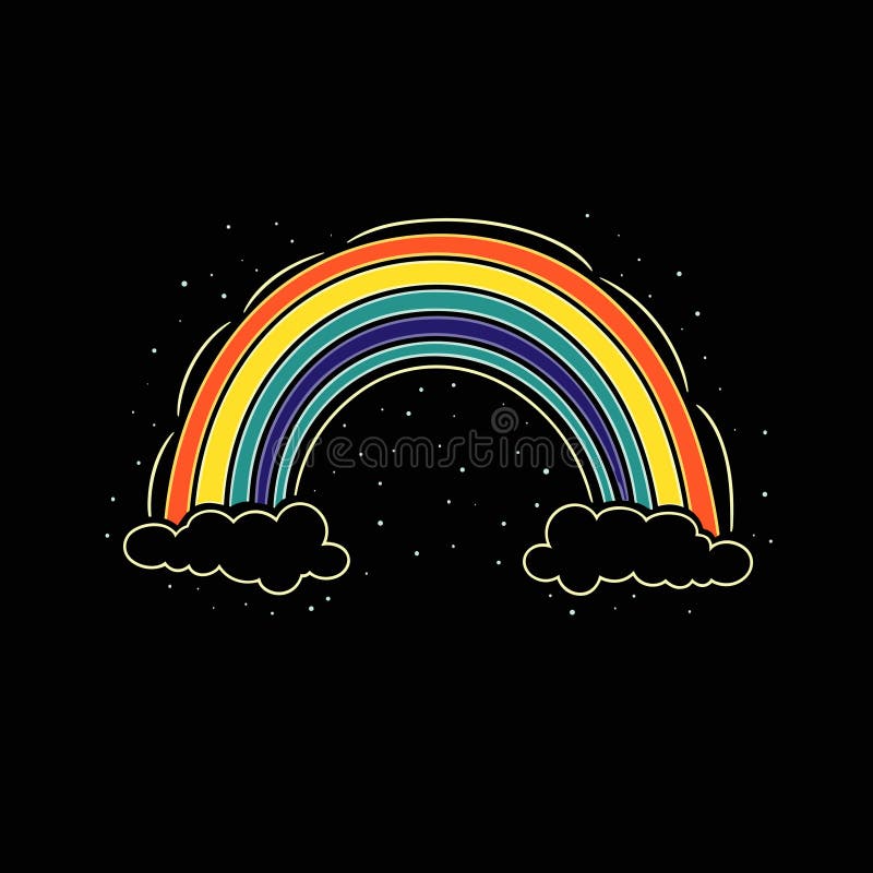 Rainbow Hand-drawn Comic Illustration. Rainbow. Vector Doodle Style ...