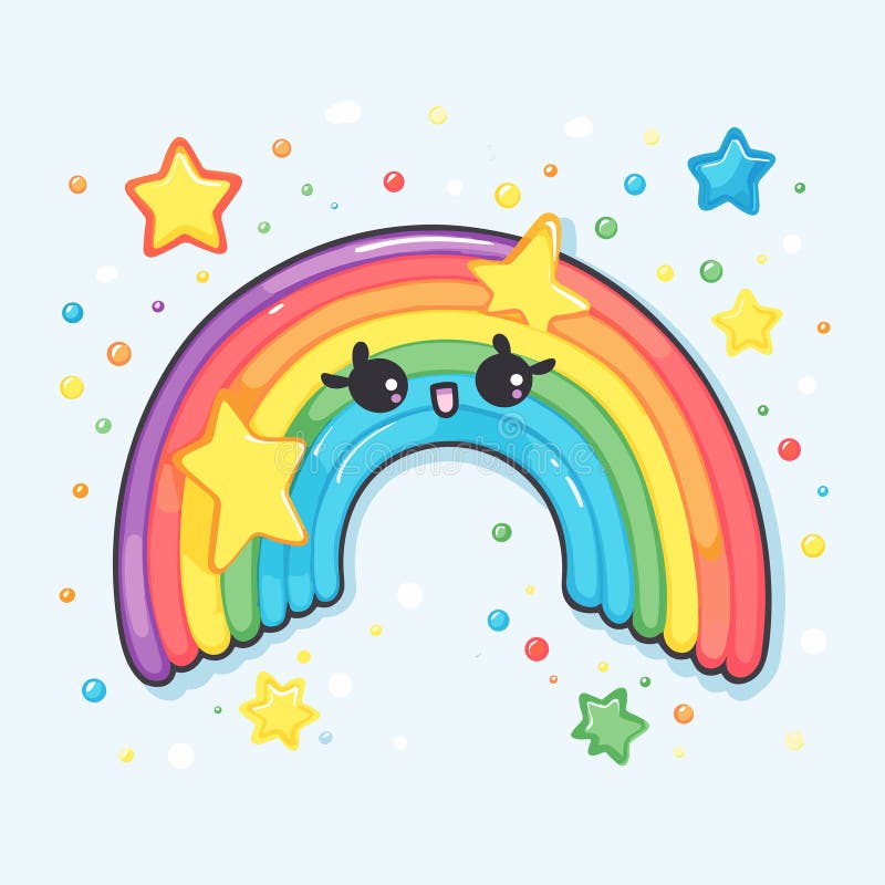 Rainbow Hand-drawn Comic Illustration. Rainbow. Vector Doodle Style ...