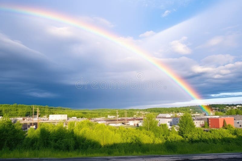 Rainbow Reaching Across a Clear, Post-storm Sky Stock Image - Image of ...