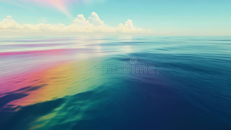 Rainbow Reflection on Calm Ocean Surface Stock Footage - Video of ...