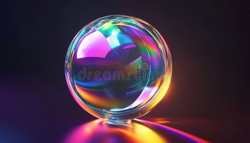 Rainbow Reflection Glass Cube on Dark Stock Photo - Image of globe ...