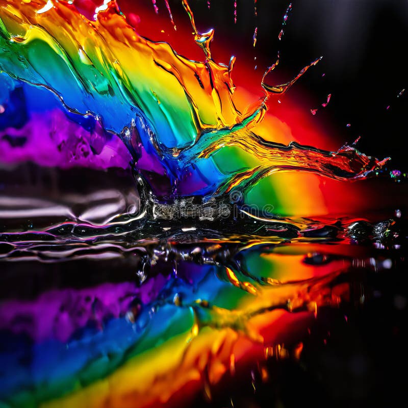A Reflection of a Rainbow in a Water Stock Illustration - Illustration ...