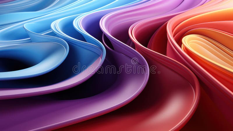 Rainbow Rhapsody: Abstract Lines and Bubbles in 3D Stock Illustration ...