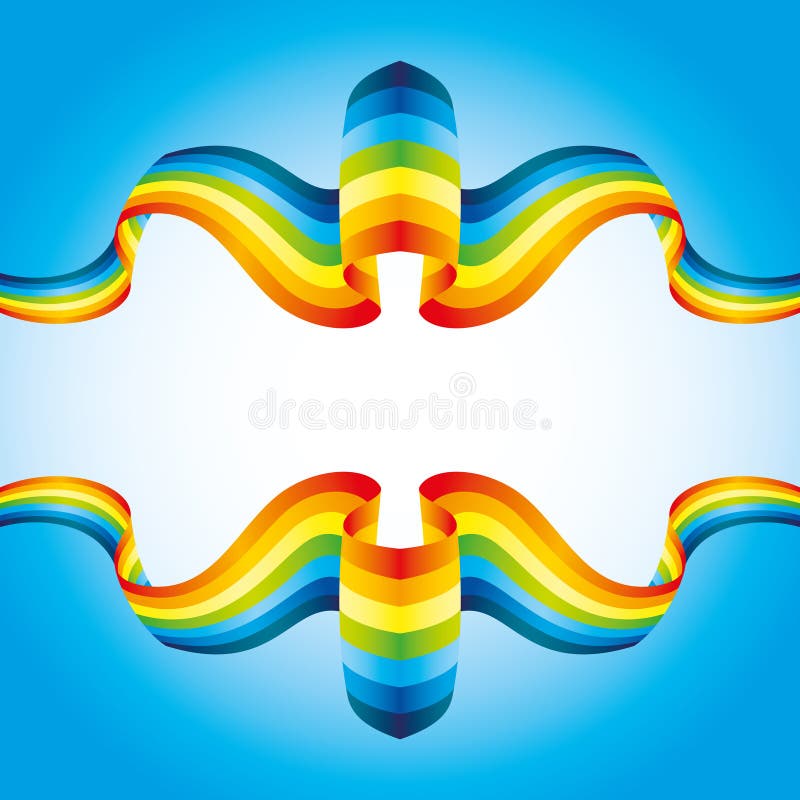Rainbow ribbon on blue stock vector. Illustration of background - 65811994