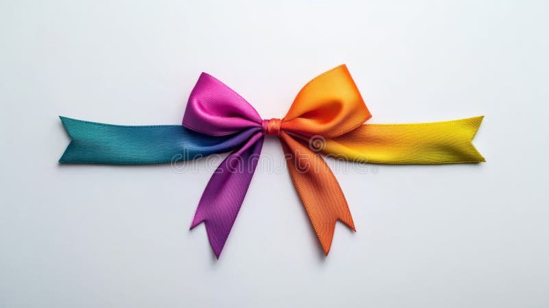 Rainbow Ribbon Bow on White Background Stock Illustration ...