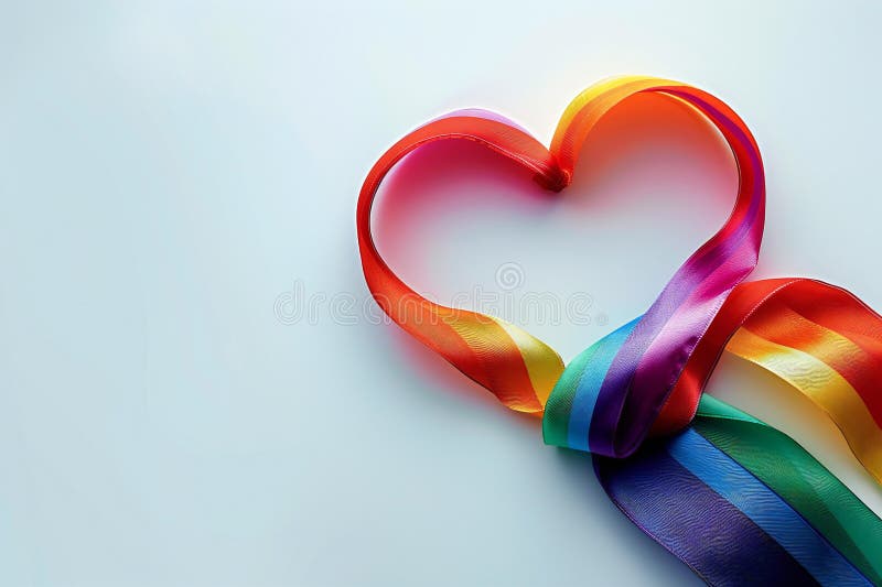 A Rainbow Ribbon in the Shape of a Heart on a White Background ...