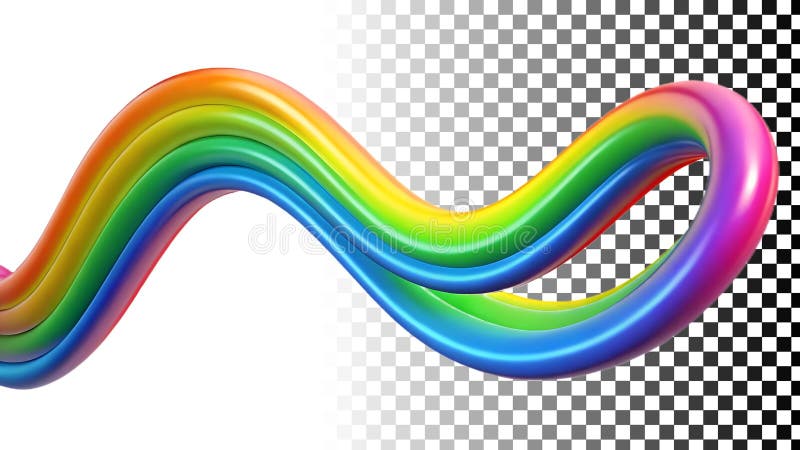 Rainbow Ribbon Wave, Colorful Flowing Stripe Abstract Illustration Png ...