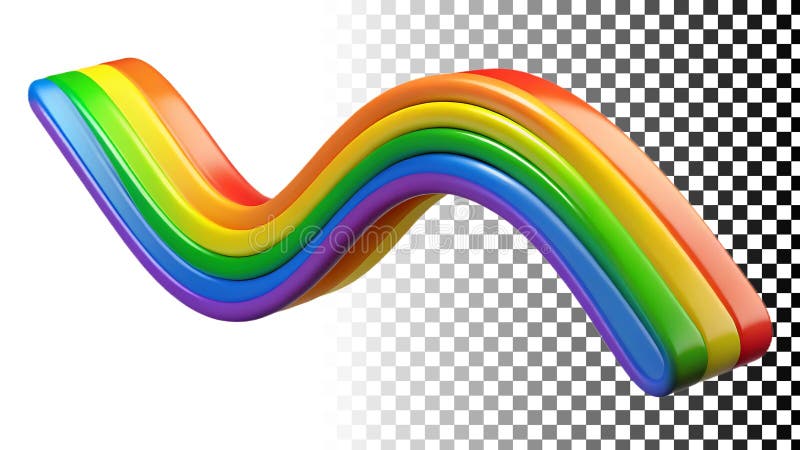 Rainbow Ribbon Wave, Colorful Flowing Stripe Abstract Illustration Png ...