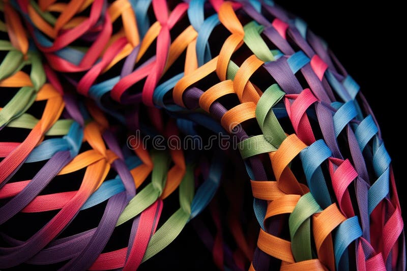 Rainbow Ribbon Weaving through a Monochrome Background Stock ...