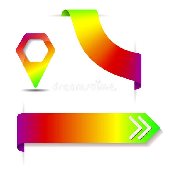 Rainbow Ribbons and Map Pointer Stock Vector - Illustration of colored ...
