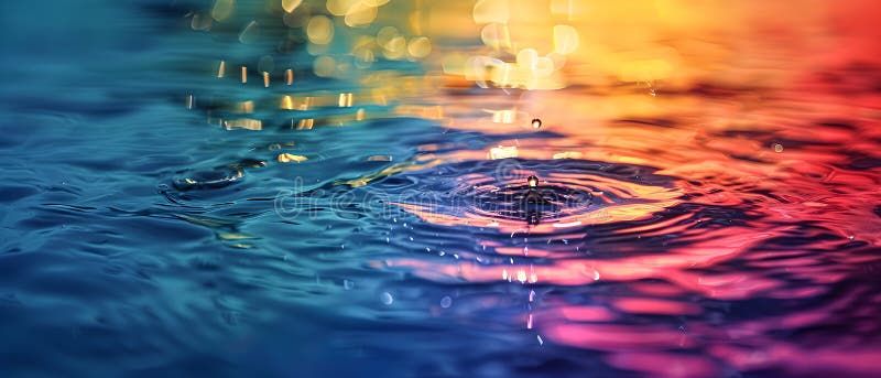 Rainbow Ripples on Water, Colored Background Stock Image - Image of ...