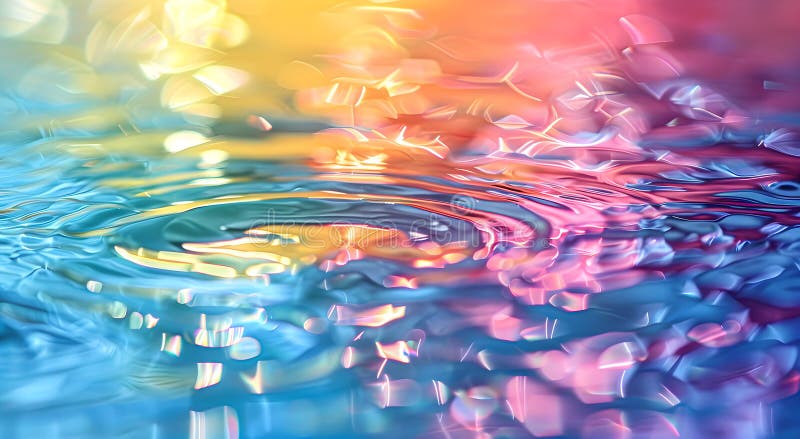 Rainbow Ripples on Water, Colored Background Stock Photo - Image of ...