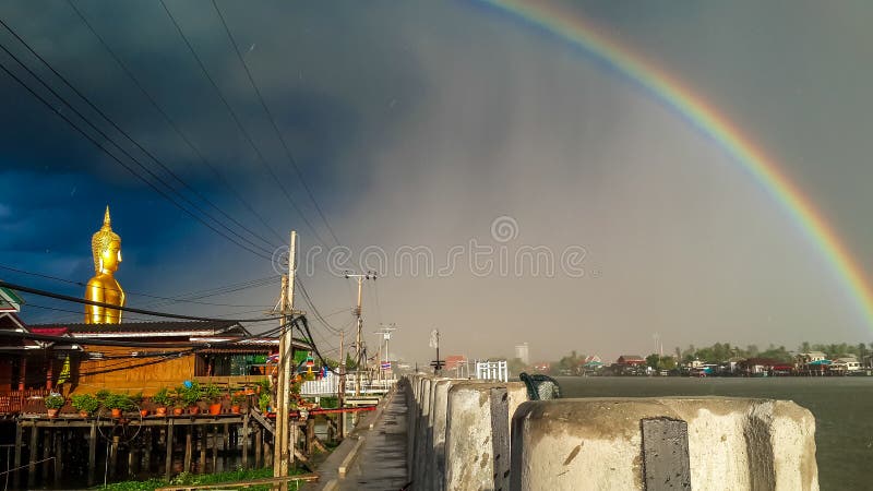 Rainbow in river stock image. Image of rainbow, water - 93678257