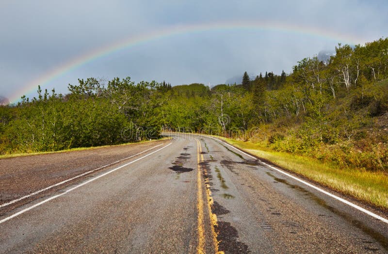 Rainbow stock image. Image of mountains, natural, road - 54185005