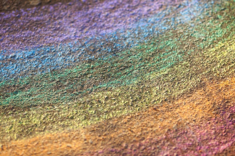 Rainbow on the Road. Rainbow Colors Drawn in Chalk on Asphalt Stock ...