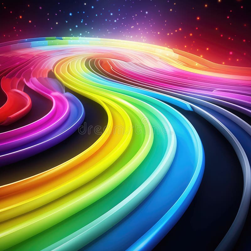 Rainbow Road Race: a Colorful Adventure. Stock Illustration ...