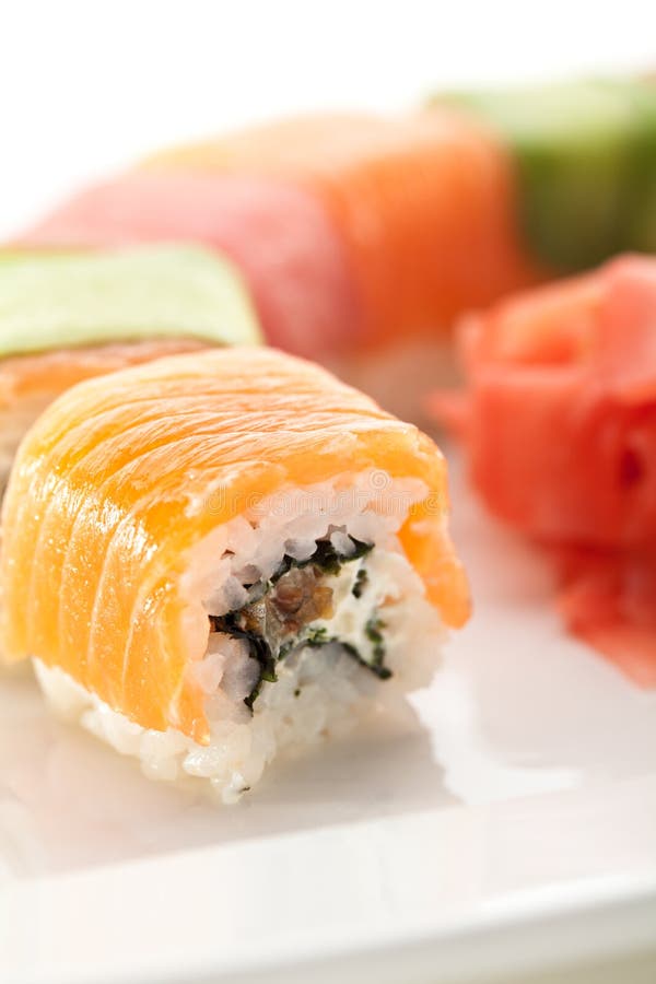 Rainbow Roll stock photo. Image of cheese, maguro, maki - 45366482