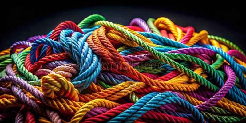 Rainbow Rope Intertwined - a Macro Perspective of Vibrant Colors and ...