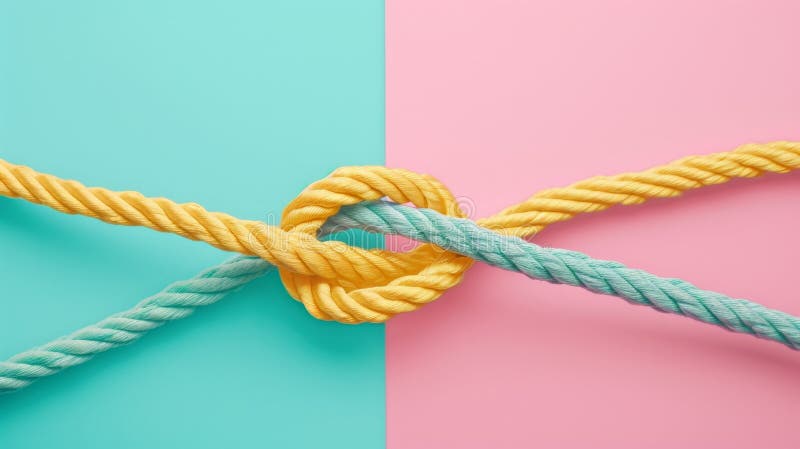 Rainbow Ropes Knotted Together on Bicolor Background. Creative ...