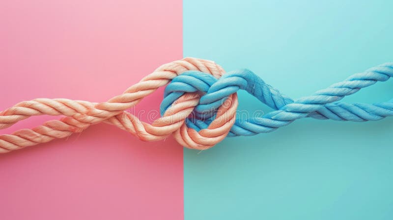 Rainbow Ropes Knotted Together on Bicolor Background. Creative ...
