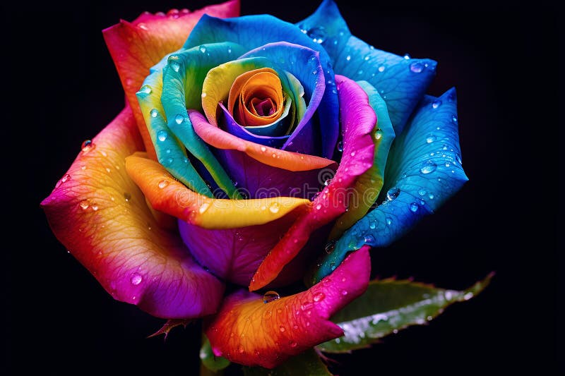 Rainbow Rose stock illustration. Illustration of magic - 277372072