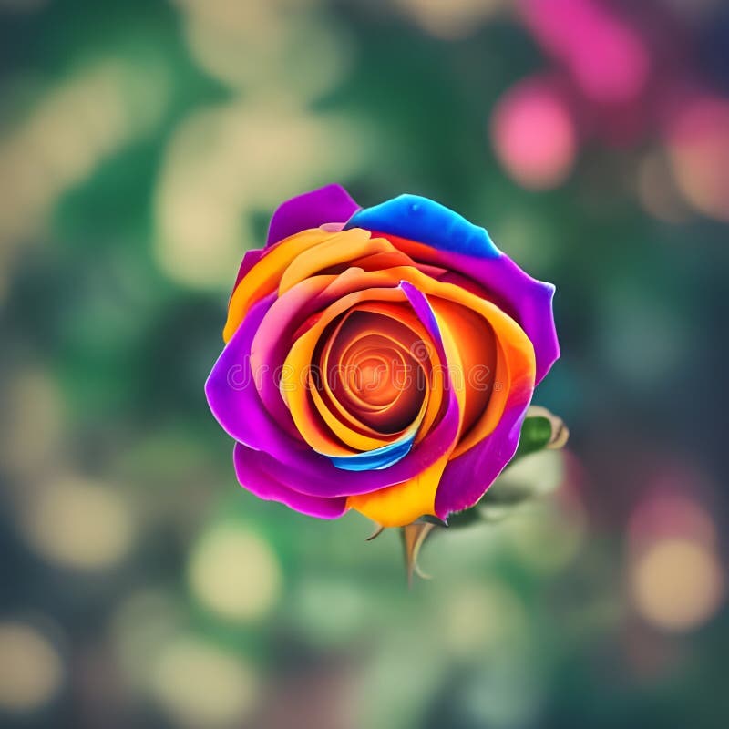 Rainbow Rose Wallpaper Hd Wallpapers, AI Stock Illustration ...