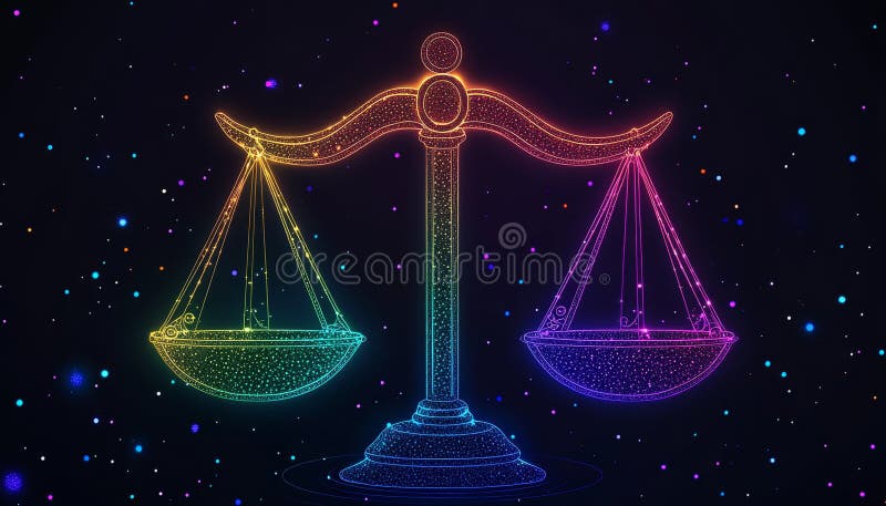 Rainbow Scales of Justice on a Starry Background for Astrology, Law ...