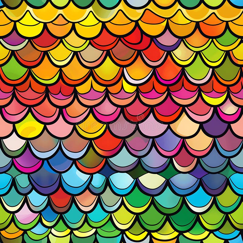Rainbow Scales in a Seamless Tile Pattern Stock Illustration ...