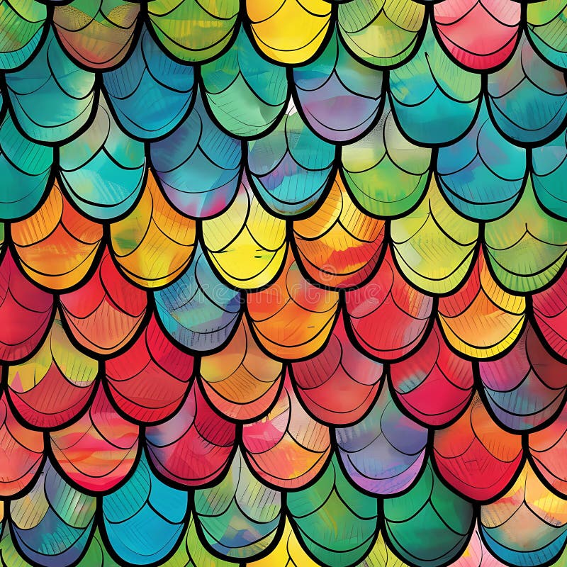 Rainbow Scales in a Seamless Tile Pattern Stock Illustration ...