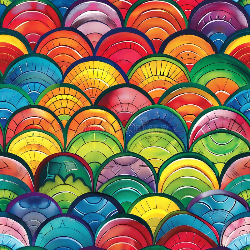 Rainbow Scales in a Seamless Tile Pattern Stock Illustration ...