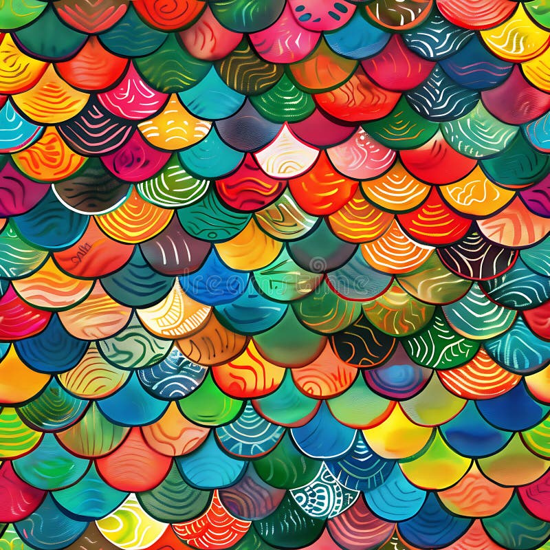 Rainbow Scales in a Seamless Tile Pattern Stock Illustration ...