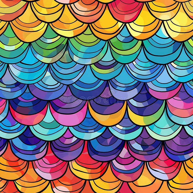 Rainbow Scales in a Seamless Tile Pattern Stock Illustration ...