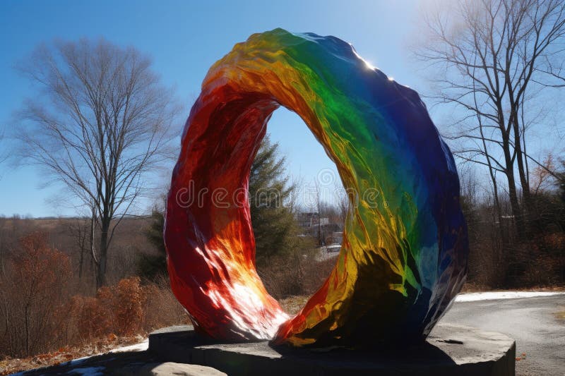 Rainbow Sculpture, with Different Colors Shining in the Sun Stock ...