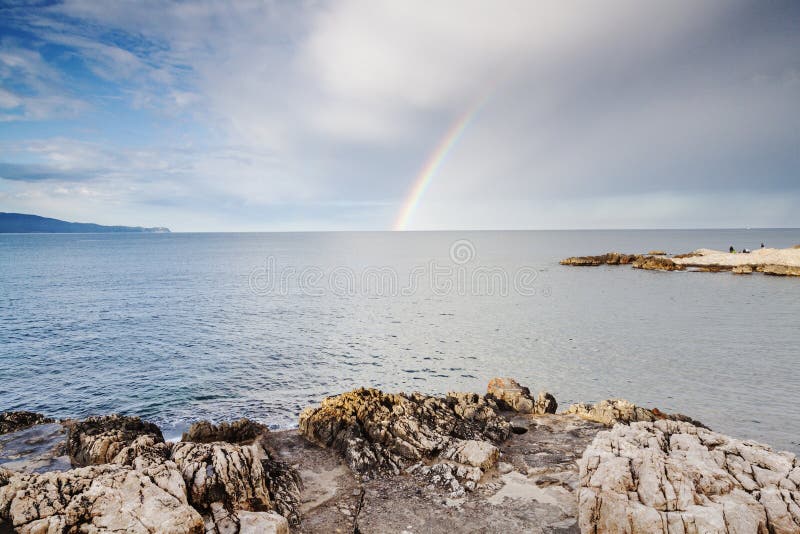 Rainbow at the sea stock image. Image of costa, copytext - 31262125