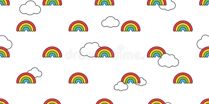 Rainbow Seamless Pattern Raining Sky Cloud Vector Scarf Isolated ...