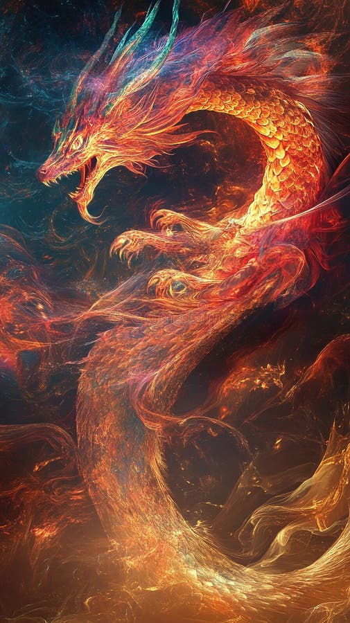 Rainbow Serpent Slithering through a Gemstone Maze Stock Illustration ...