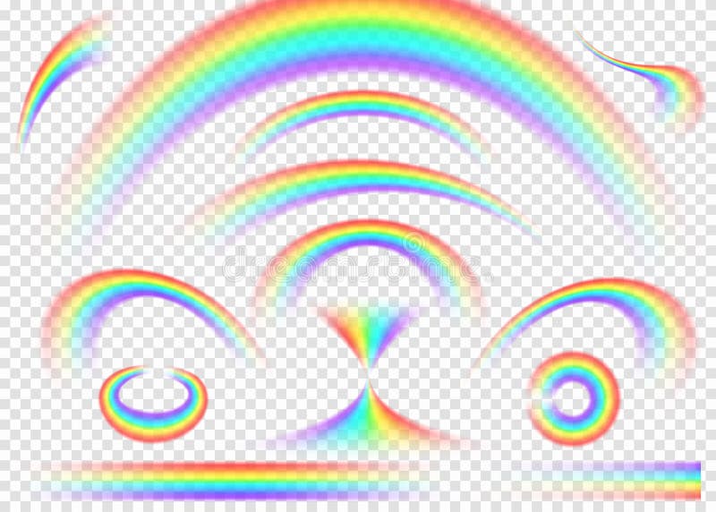 Rainbow Set on Transparent Background. Realistic Rain Arch Stock Vector ...