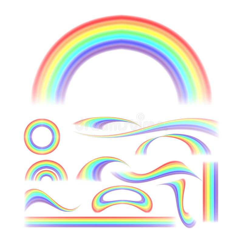 Rainbow Set Vector. Different Shape Collection. Realistic Rainbow Set ...