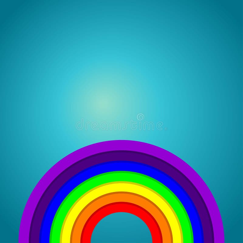Rainbow Shaped As Semicircular Arc on Blue Background Stock Vector ...