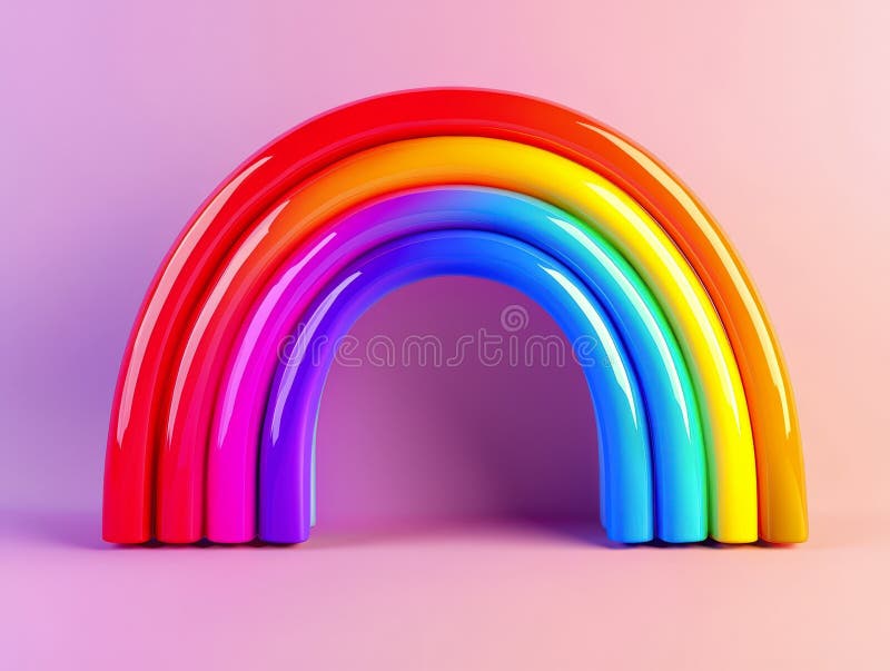 Rainbow Shaped Object on a Pink Background Creating a Vibrant and ...