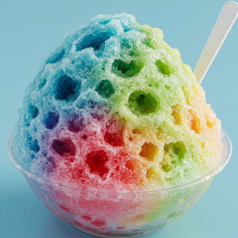 Rainbow Shaved Ice in Clear Bowl Stock Illustration - Illustration of ...