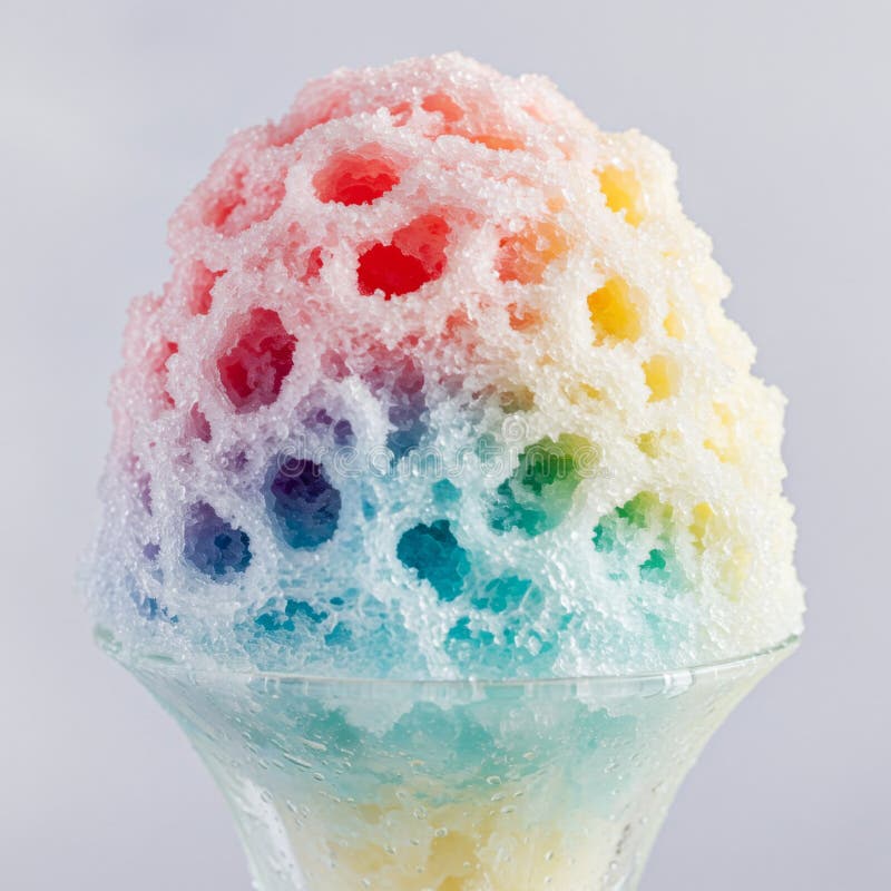 Rainbow Shaved Ice Dessert in Glass Stock Illustration - Illustration ...