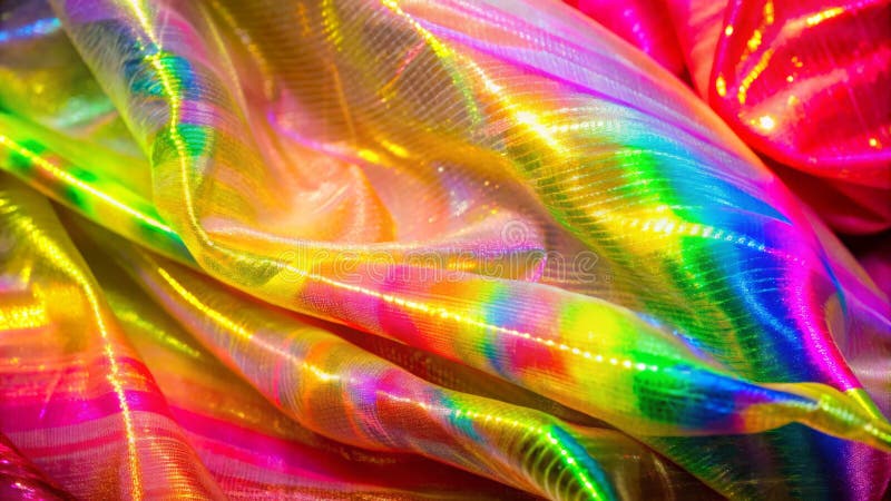 Rainbow Sheer Fabric Close-Up Drape, Iridescent Texture Stock ...