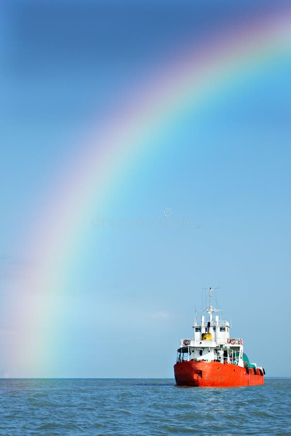 Rainbow ship stock photo. Image of steamboat, schooner - 990952