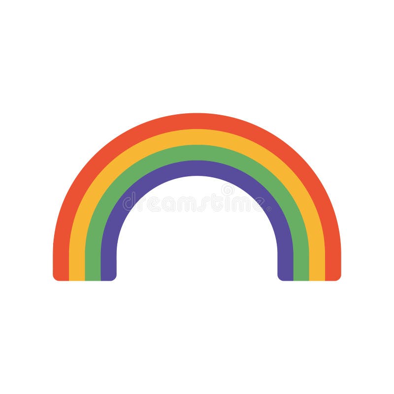 Rainbow with Six Vibrant Color Bands in Simple Flat Style Minimal ...